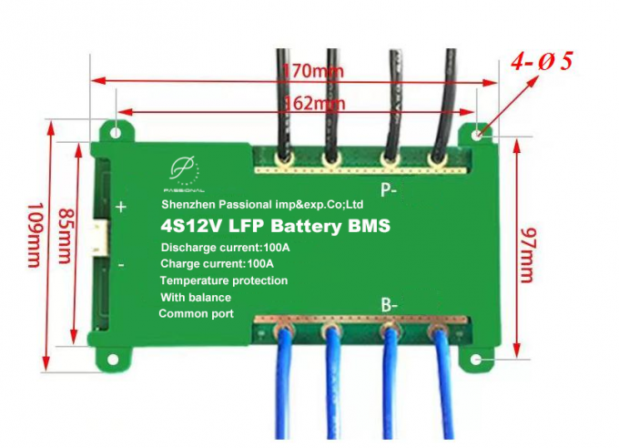 4s Bms Lifepo4 Battery 12v 100ah 200a 300a Common Port With Balance