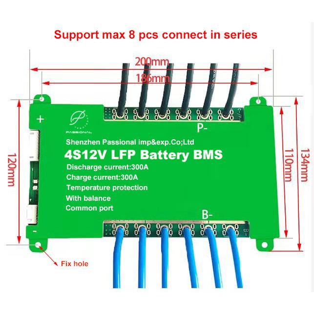 4s Bms Lifepo4 Battery 12v 100ah 200a 300a Common Port With Balance